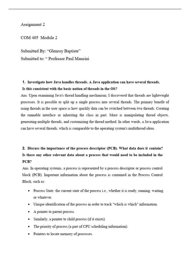 Assignment 2 PDF | PDF | Process (Computing) | Thread (Computing)