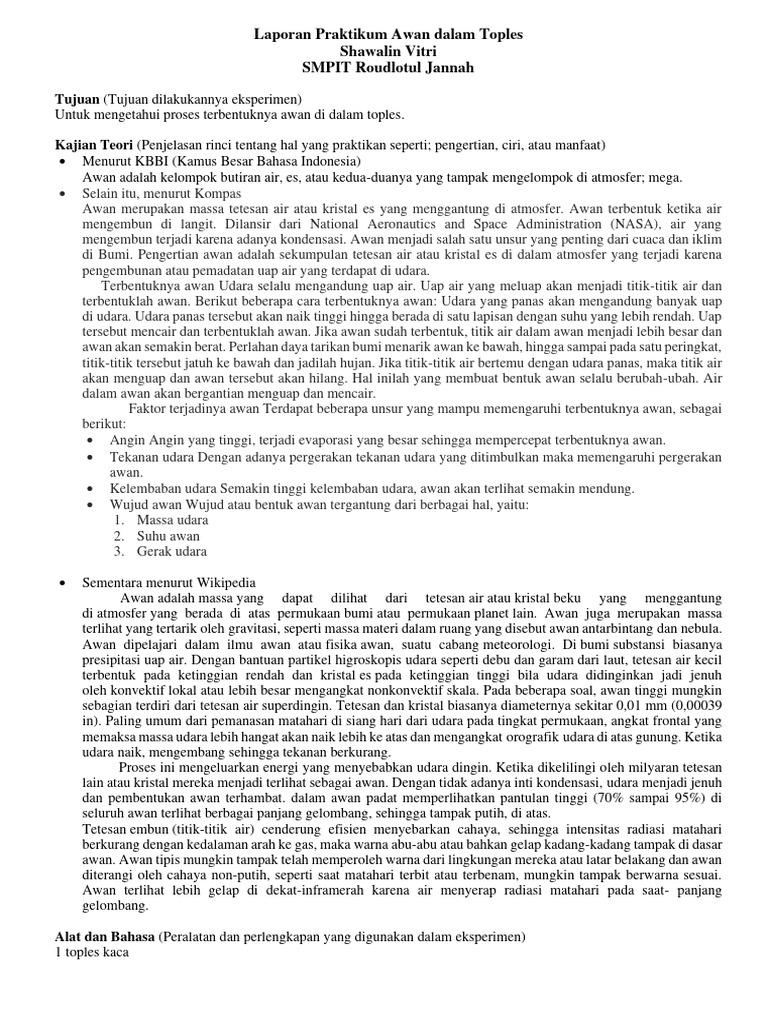 Contoh Teks Laporan Percobaan | PDF