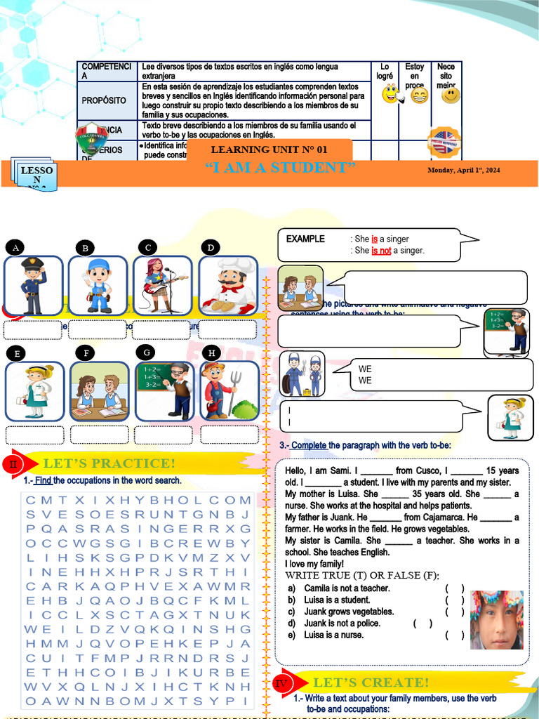 3° 4° Ficha de Actividades Week #03 UNIT 1 | PDF | Lingüística