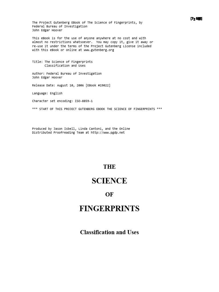 The Project Gutenberg Ebook of The Science of Fingerprints, by The ...