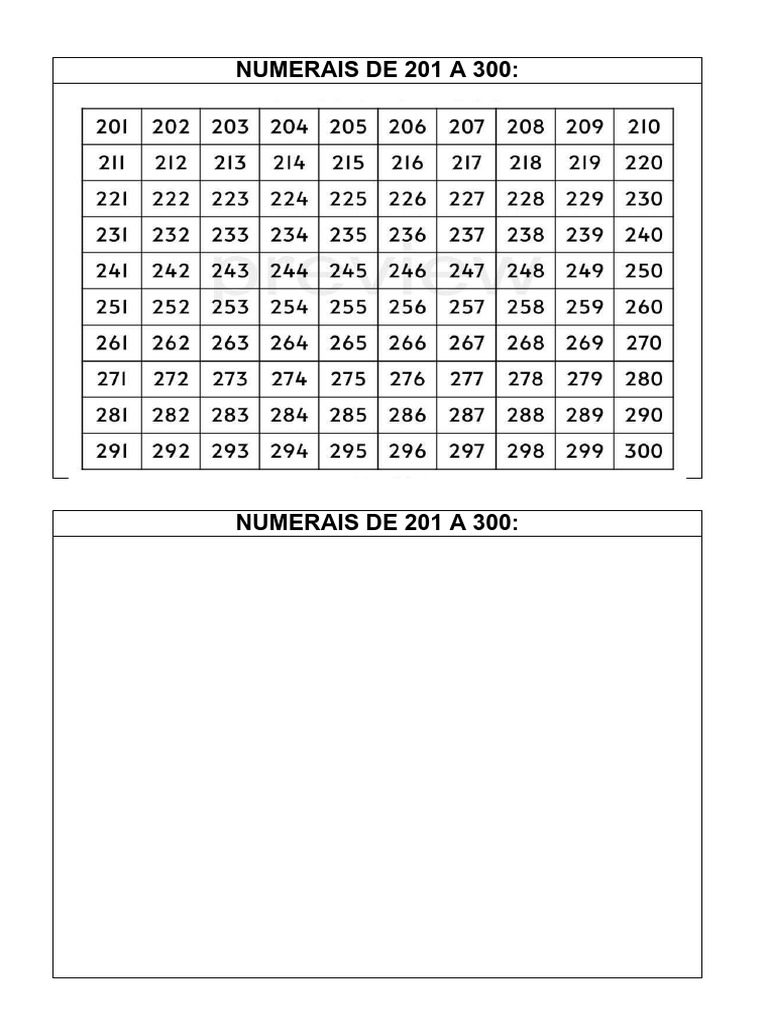 Numerais de 201 A 300 | PDF