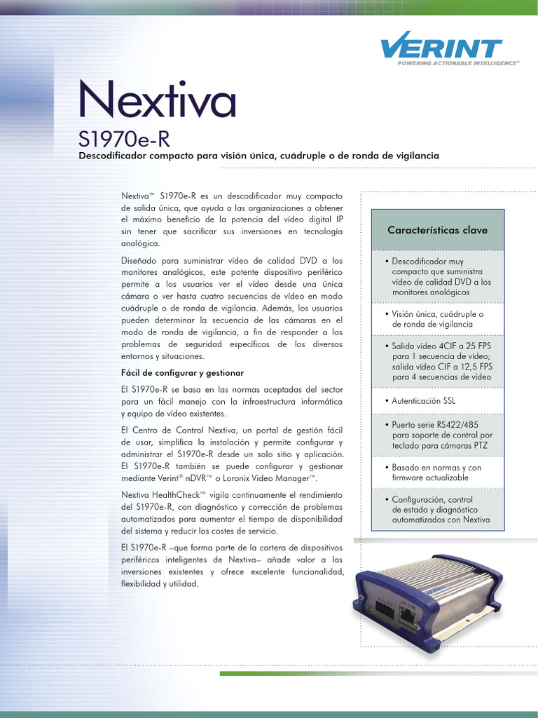 Verint Nextiva S1970e | PDF | Protocolos de internet | Vídeo