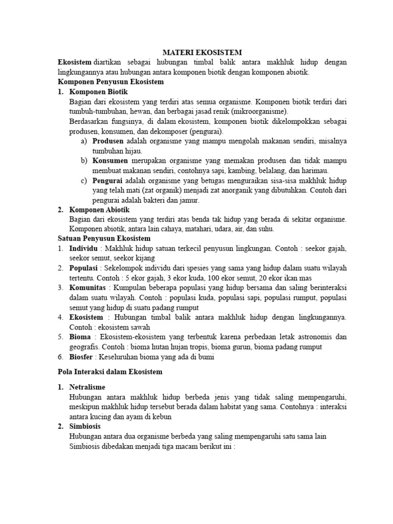 Komponen dan Interaksi Ekosistem | PDF