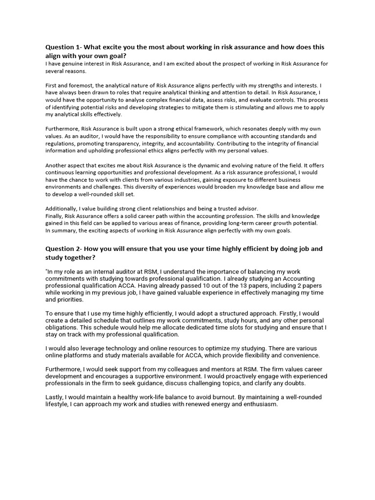 RSM Job Simulation | PDF | Risk | Analytics