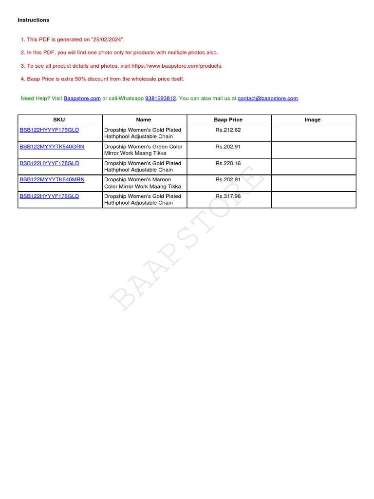 Baapstore Products Cat 501 - 1000 | PDF | Necklace | Softlines (Retail)