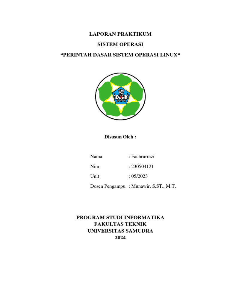 Laporan Praktikum Sistem Operasi Basic Command Linux | PDF Laporan Praktikum Sistem Operasi Basic Command Linux | PDF