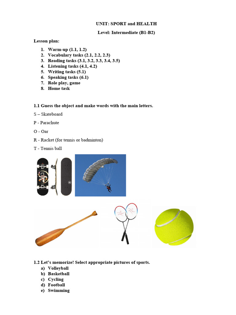 Sports and Health: A Lesson Plan | PDF | Physical Fitness | Obesity