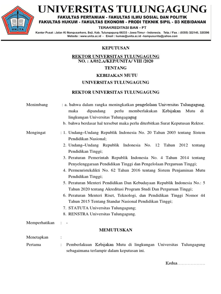 Dokumen Pernyataan Dan Kebijakan Mutu - Lembar Pengesahaannya SDH Di ...