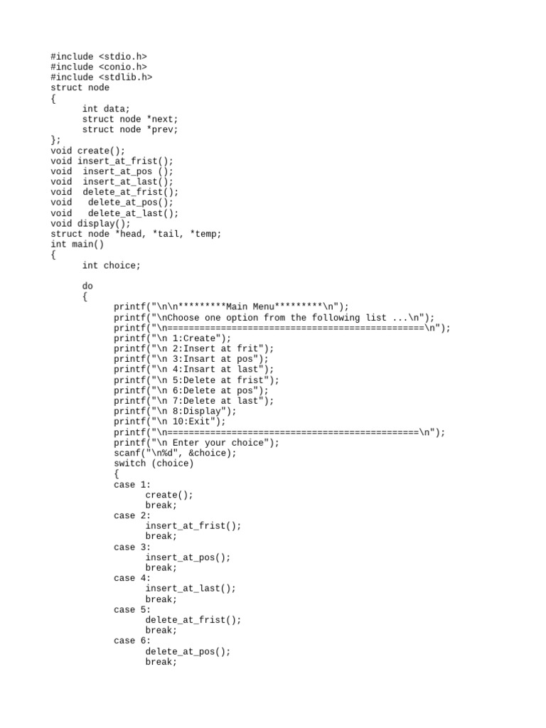 Doubly Linked List Program | PDF | Programming Paradigms | C++