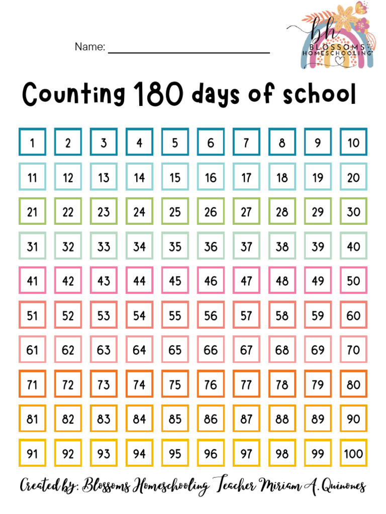 Blossoms Kids Counting 180 Days of Homeschool | PDF