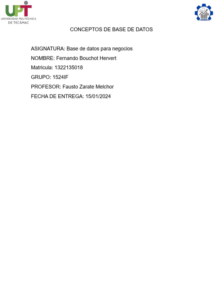 Conceptos de Una Base de Datos | PDF | Mi sql | Servidor SQL de Microsoft