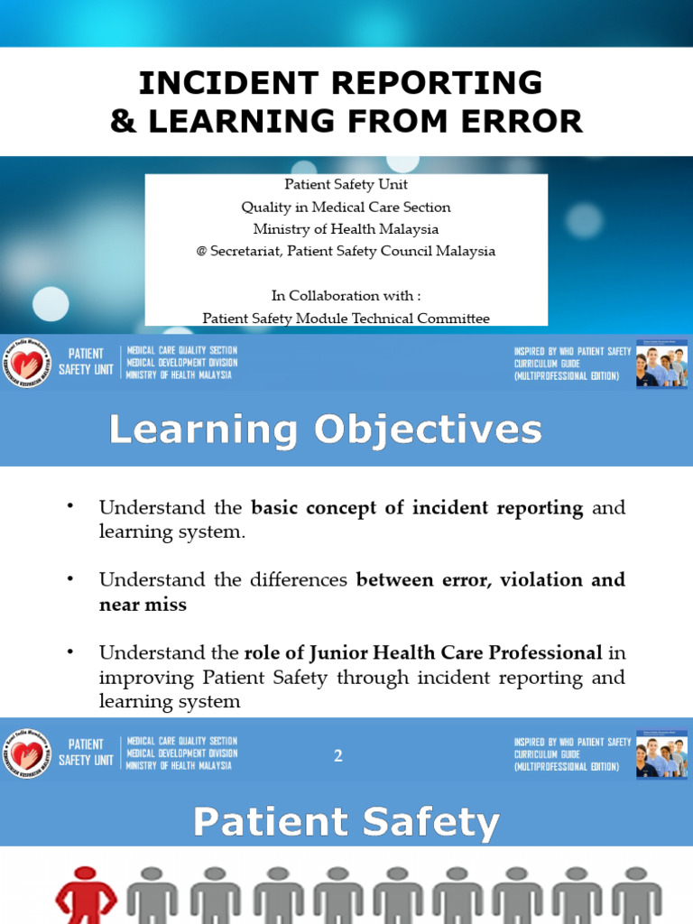6 - Incident Reporting - Learning | PDF | Patient Safety | Patient