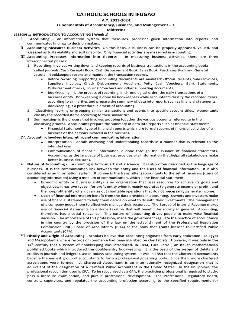 Fabm 1 Learning Package Mid | PDF | Debits And Credits | Accounting