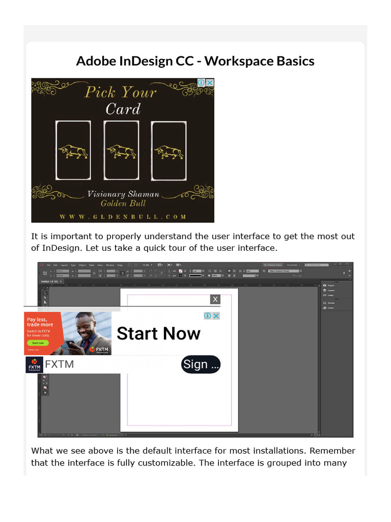 Adobe InDesign CC - Workspace Basics | PDF | Operating System Families ...