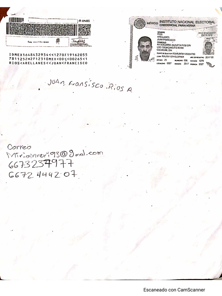 INE Juan Francisco Rios Arellanes | PDF