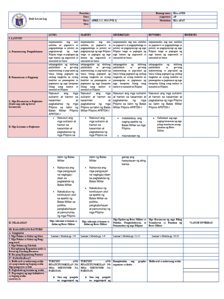 GR 6 DLL Ap WK 1 QTR 4 | PDF