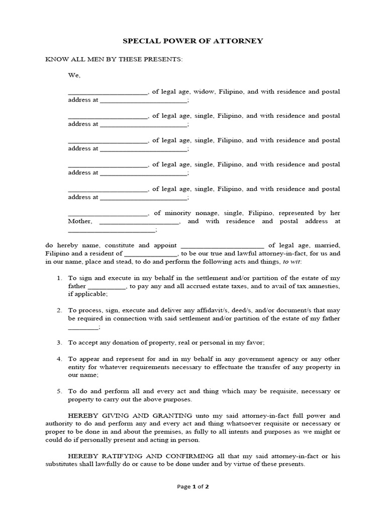 Special Power of Attorney for Estate | PDF | Power Of Attorney | Common Law