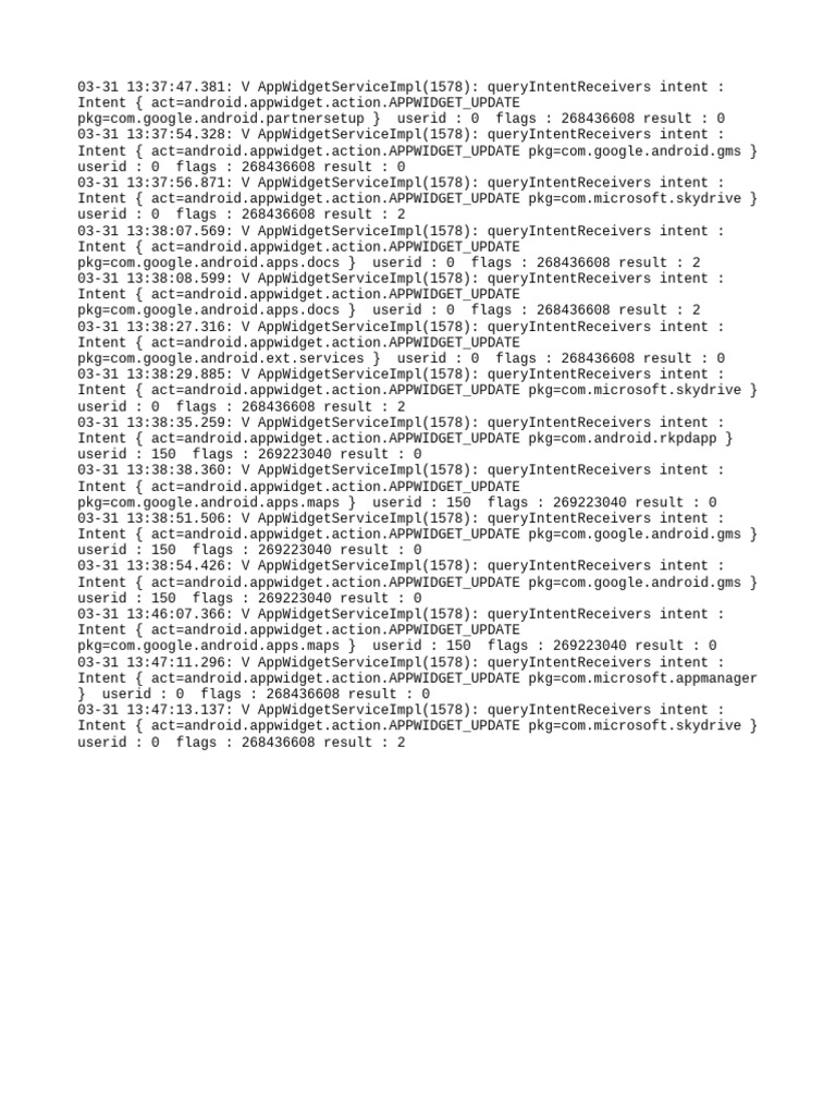 Appwidget History Log0 | PDF