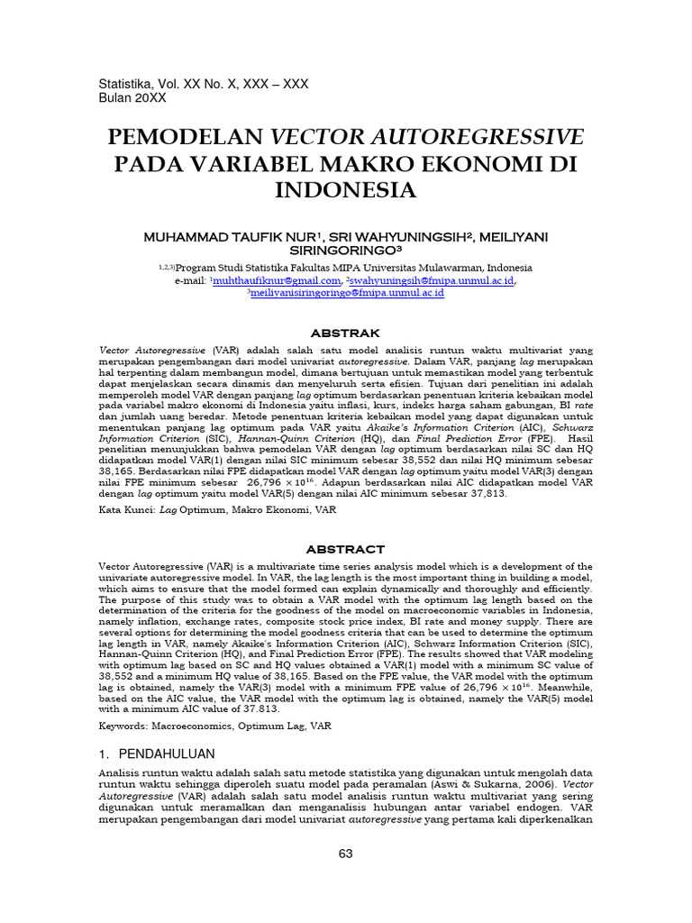 Jurnal Vector Error Correction Model Pdf