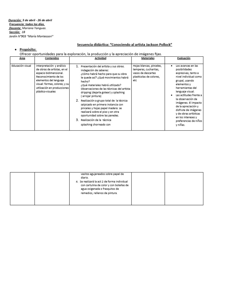 Taller Infantil: Arte con Pollock | PDF