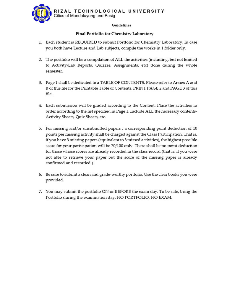 Chemistry Lab Portfolio Guidelines | PDF | Redox | Chemical Reactions