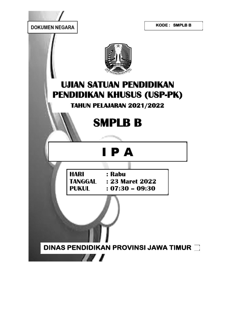 Ujian IPA SMPLB B Jawa Timur 2022 | PDF