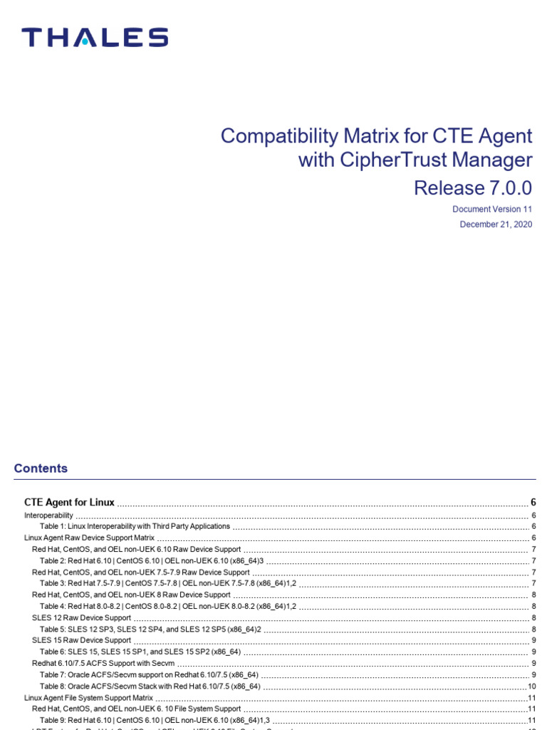 2020-12-21-Compatibility Matrix CTE Agent With CM | PDF