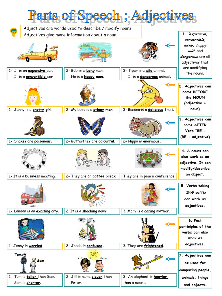 Adjectives Grammar Guides - 59760 | PDF | Adjective | Verb