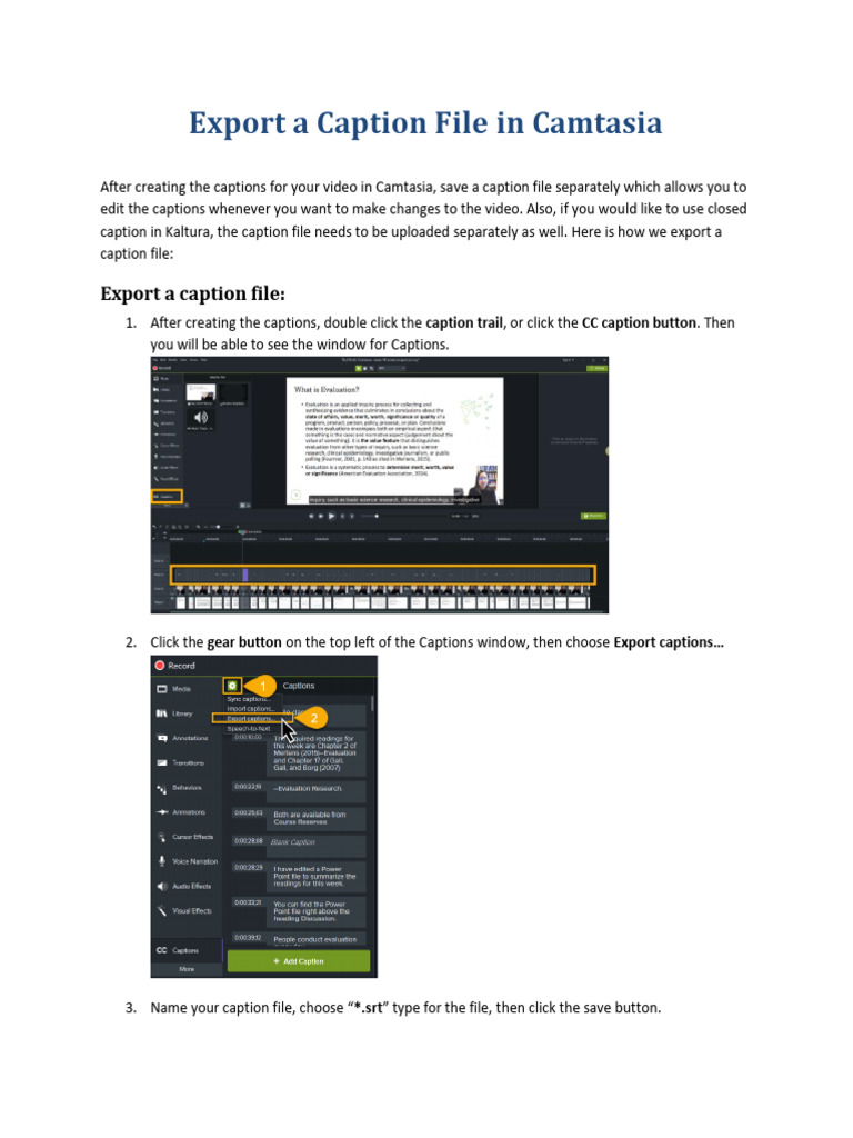 Export and Import A Caption File in Camtasia | PDF