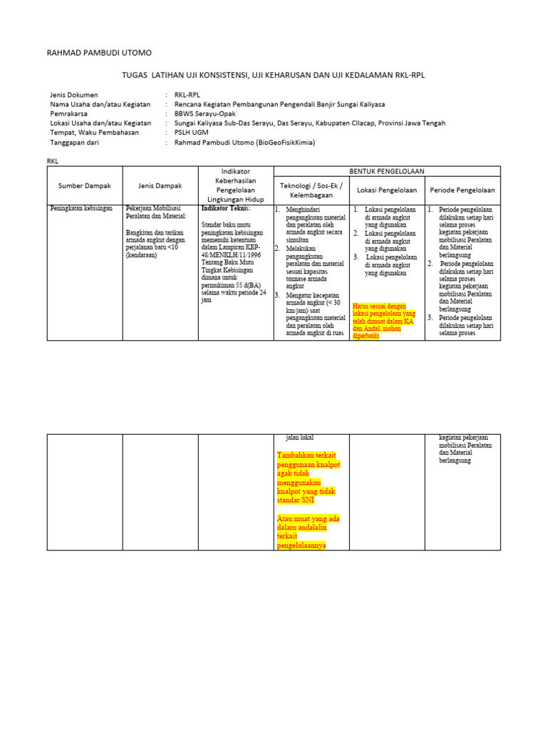 Latihan Uji Kedalaman RKL-RPL - DR Eko Sugiarto | PDF