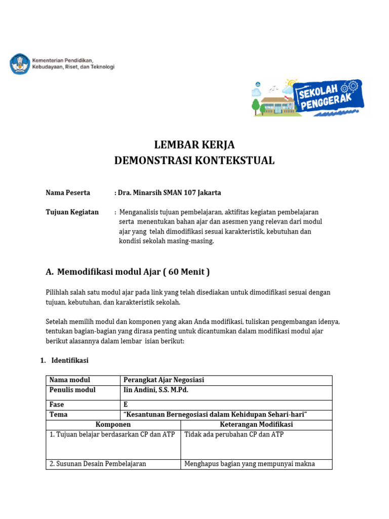 Minarsih - LK Modifikasi Modul - MP2 - SMA | PDF