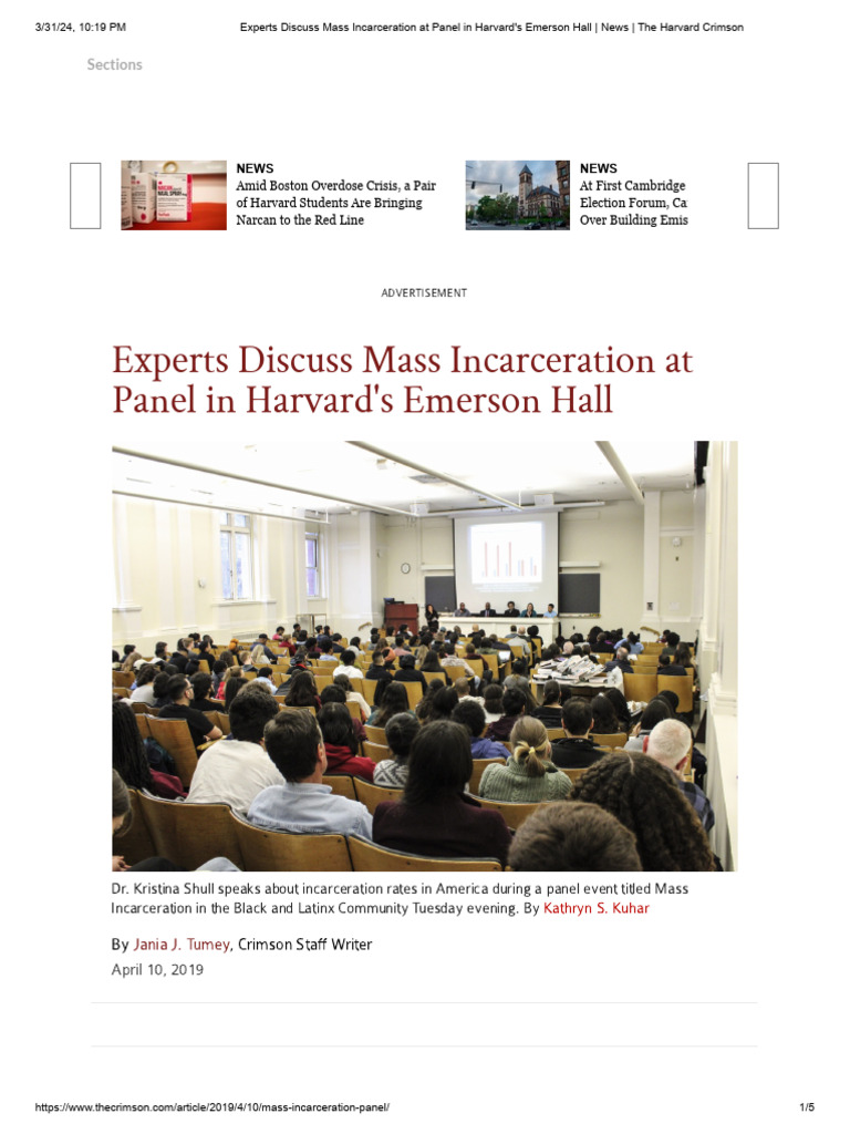 Experts Discuss Mass Incarceration at Panel in Harvards Emerson Hall ...