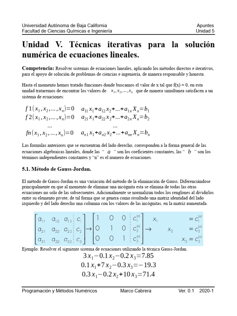Técnicas Iterativas para Ecuaciones Lineales | PDF | Ecuaciones | Matriz (Matemáticas)