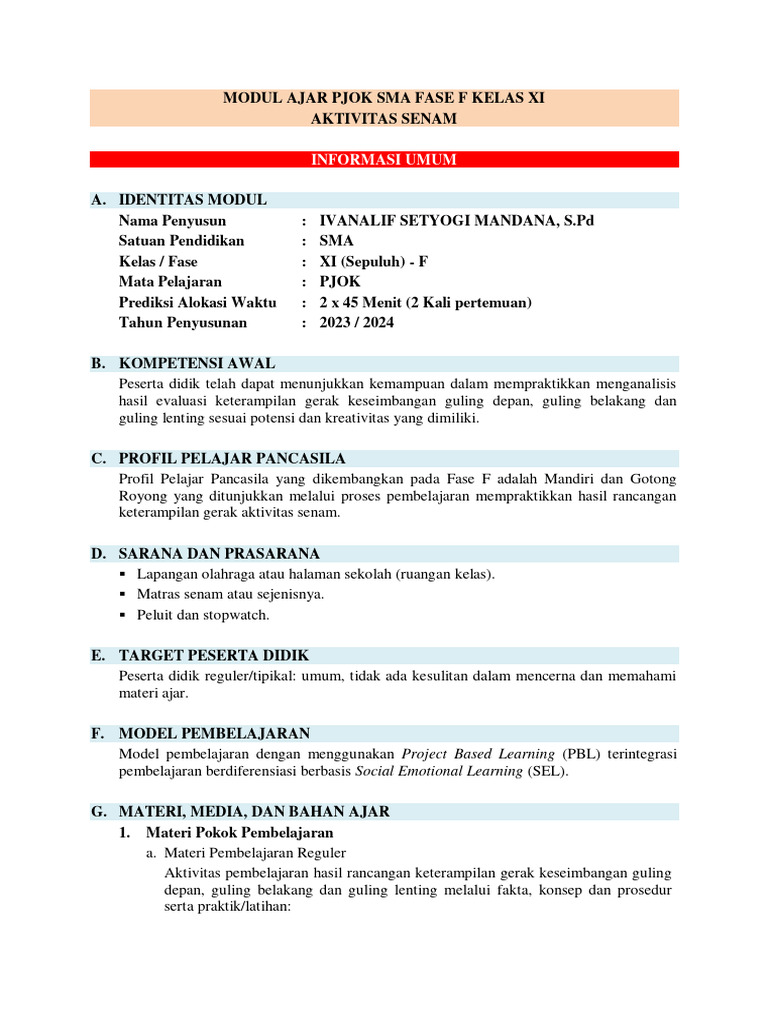 Aktivitas Senam | PDF