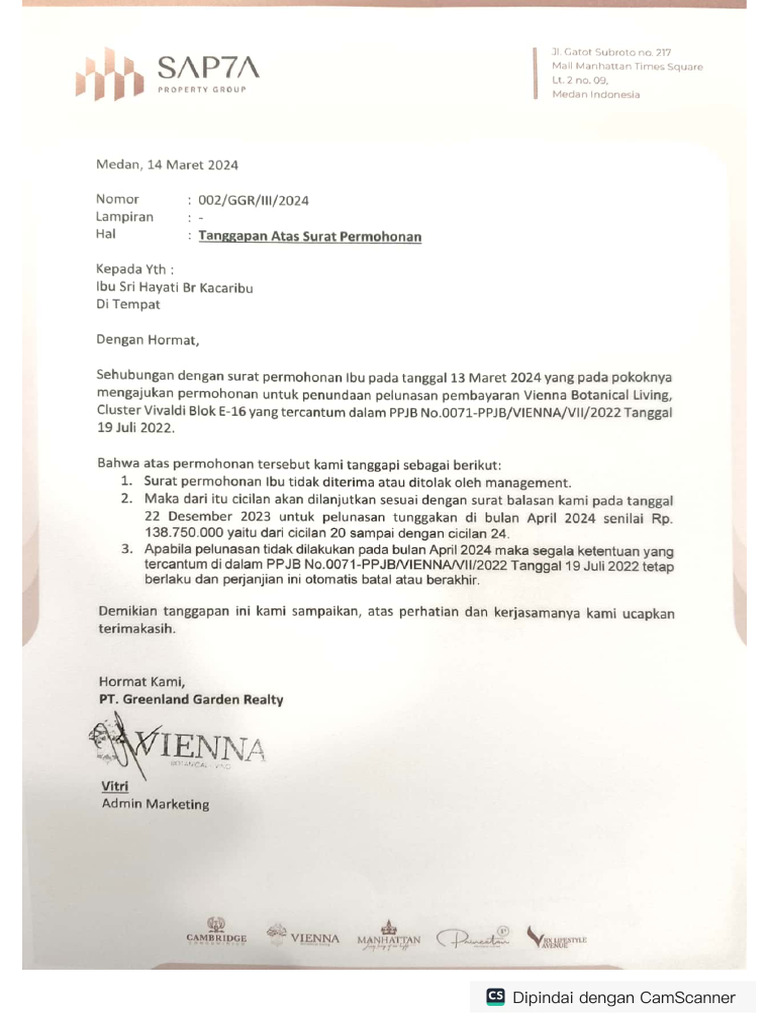 Contoh Surat Tanggapan Permohonan | PDF