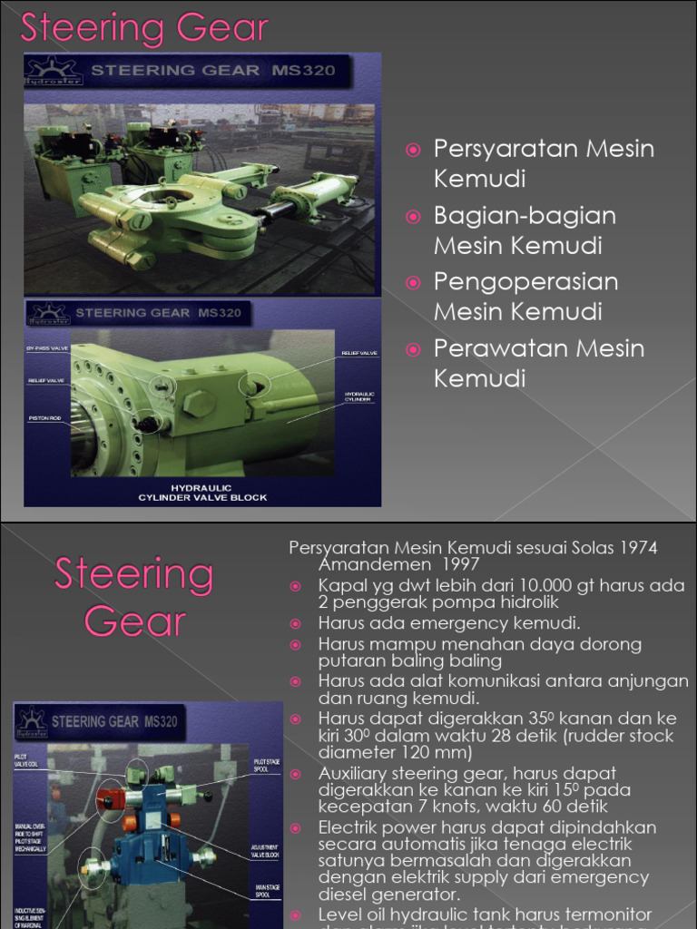 Prinsip Kerja Steering Gear Dan Emergency Steering Gear | PDF