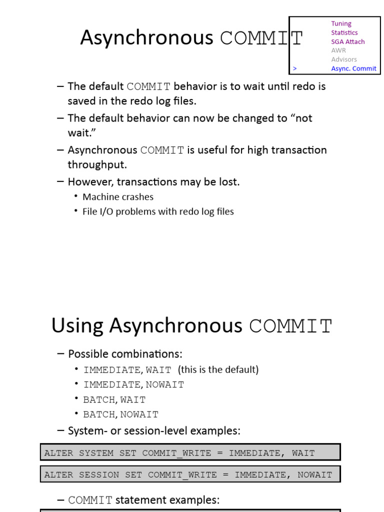 Asynchronous COMMIT | PDF