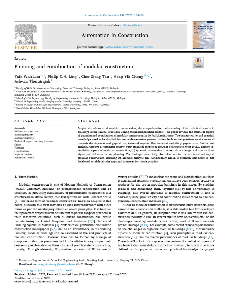 Modular Construction Planning in Malaysia | PDF | Engineering