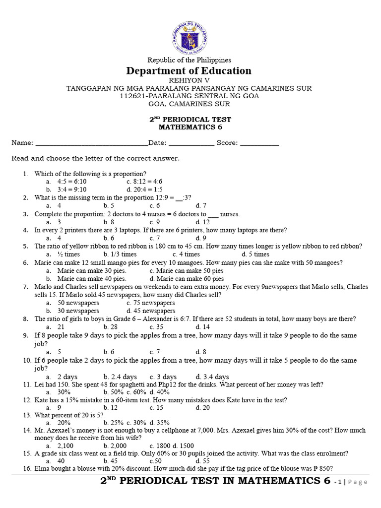 Grade 6 Math Test | PDF | Melting Point | Freezing