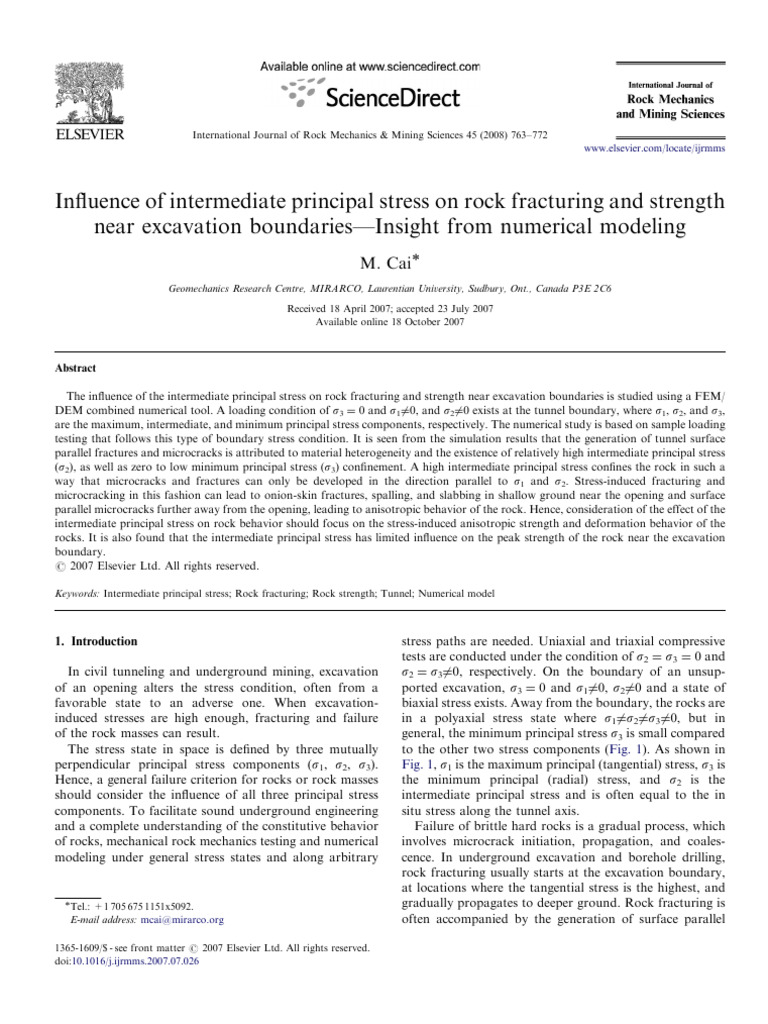 2008 - Cai - Influence of Intermediate Principal Stress On Rock ...