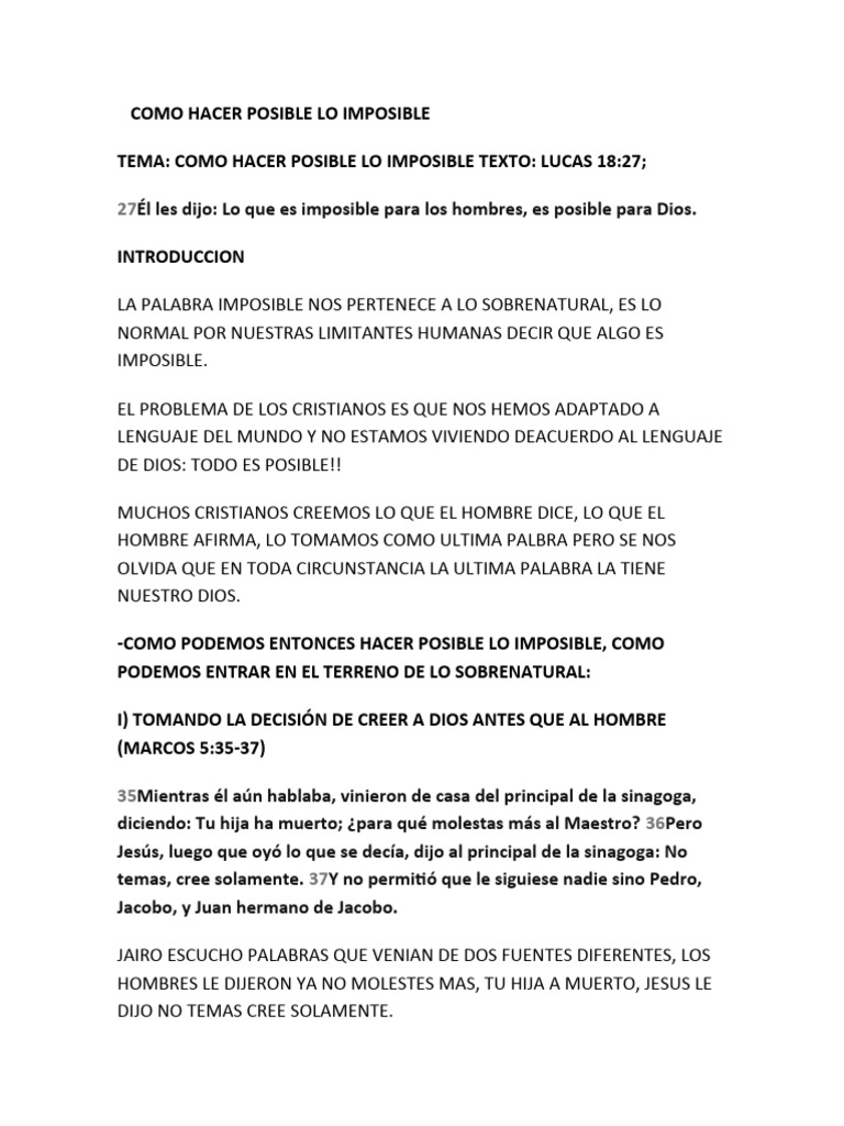 Como Hacer Posible Lo Imposible | PDF