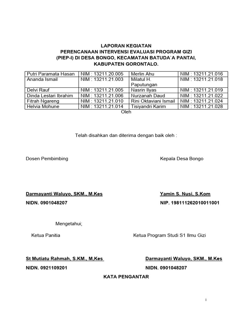 Evaluasi Program Gizi Desa Bongo | PDF