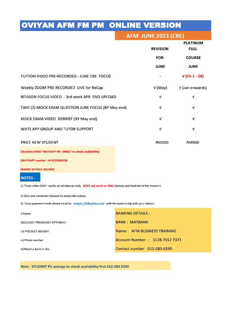 Afm FM PM For June and Sept 2023 Exams | PDF