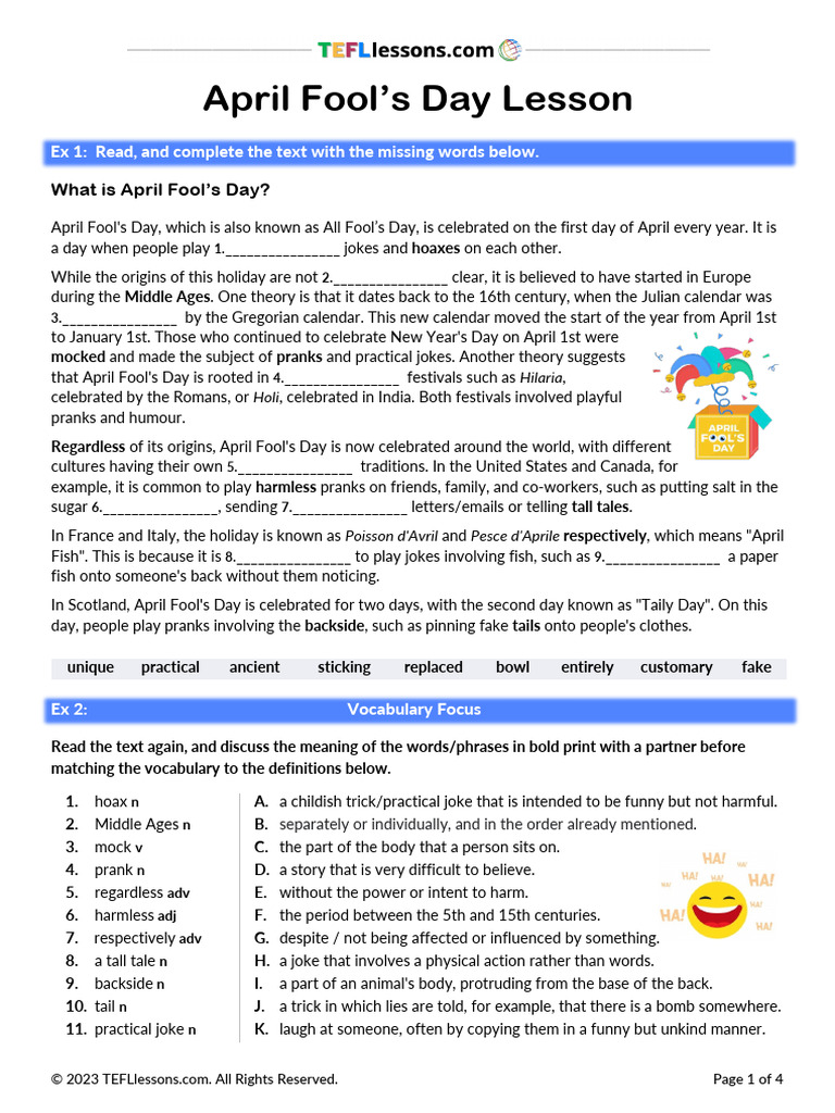 Apil Fools Day Reading Teacher | PDF | Humour | Jokes