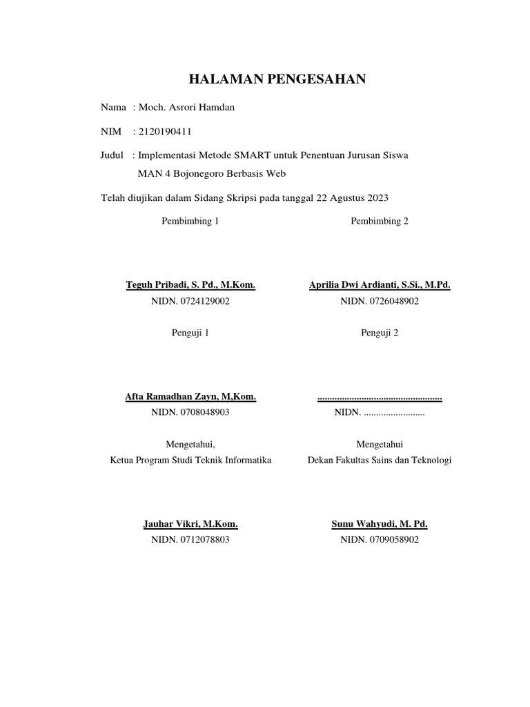 Halaman Pengesahan | PDF