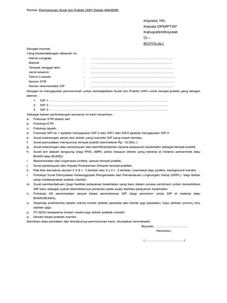 SIP Dokter Mandiri | PDF
