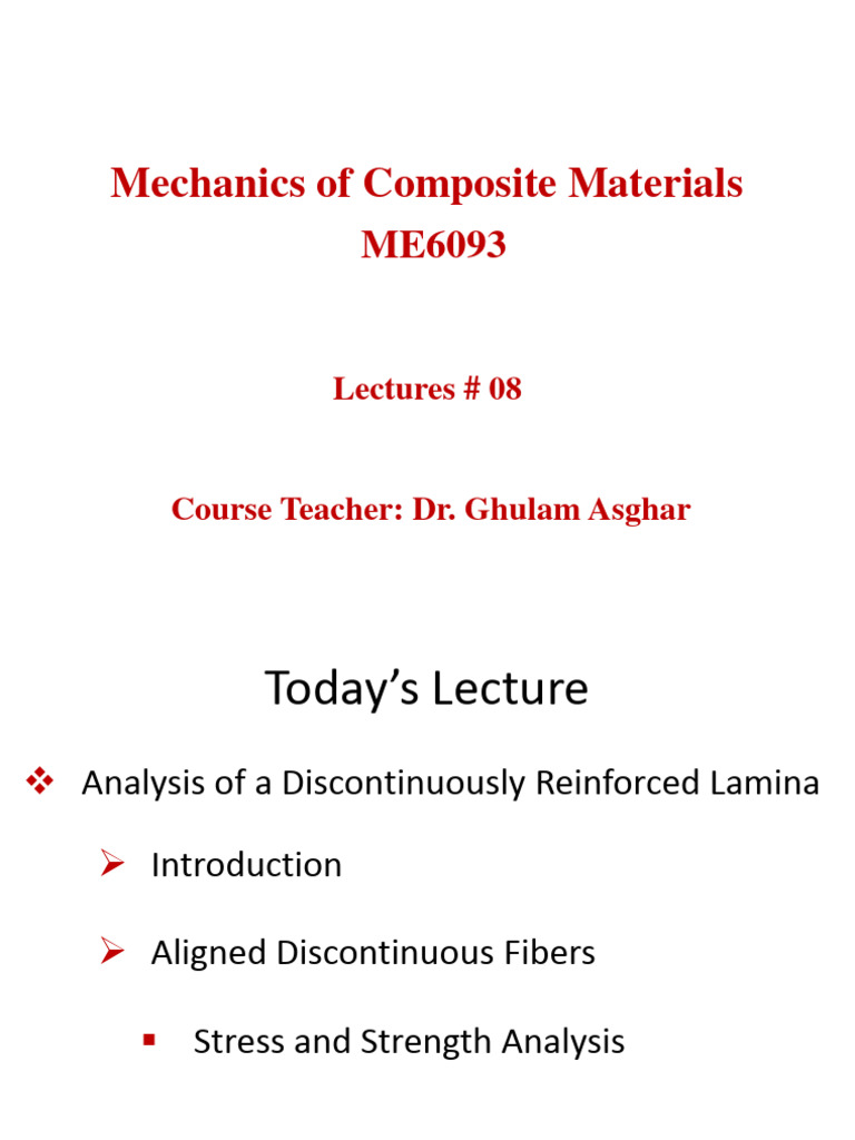 MCM Lect8 | PDF | Composite Material | Stress (Mechanics)