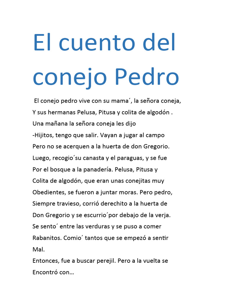 Aventura de Pedro el Conejo | PDF