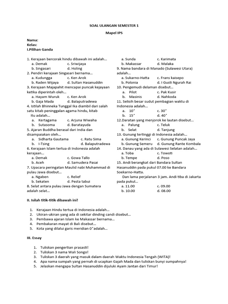 Soal Ulangan Ips | PDF