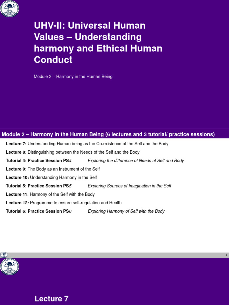 UHV II FTF Day 1 Session 4 Lec 7,8 | PDF | Happiness | Consciousness